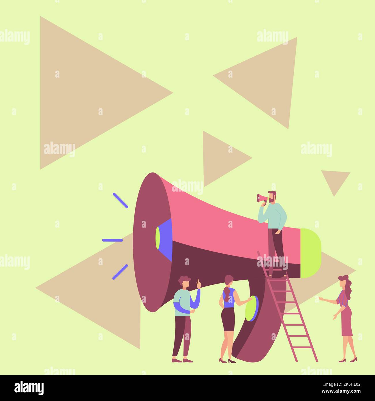 Group Of People Drawing Holding Their Megaphones Talking And Sharing ...