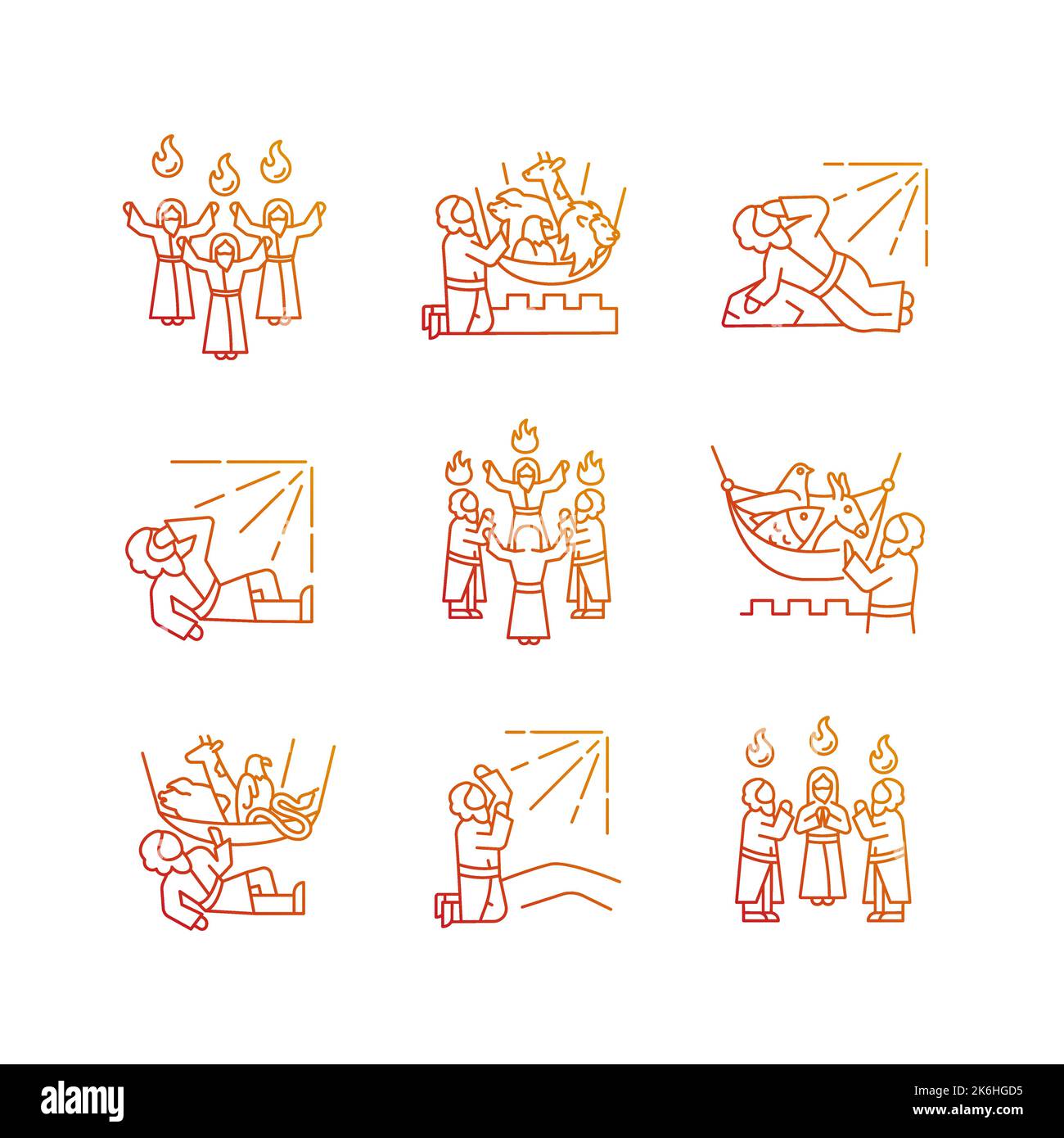 Bible narratives gradient linear vector icons set Stock Vector Image ...