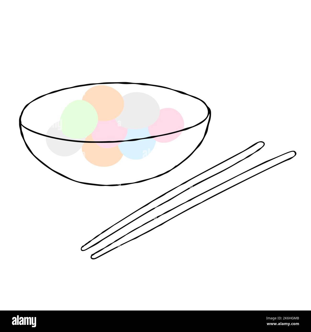 Glutinous rice balls illustration pastel color isolated on white ...