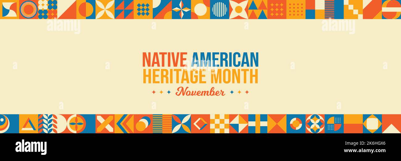 Native American Heritage Month Neo Geometric Background. National ... Native American Heritage Month Neo Geometric Background. National ...