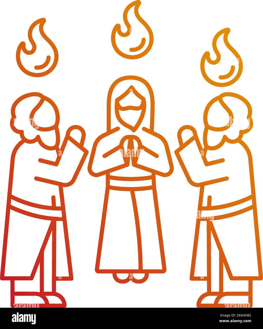 Apostles with holy tongues of fire gradient linear vector icon Stock ...