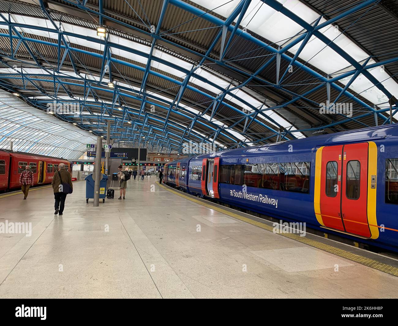 London, UK. 12th October, 2022. Platforms at Waterloo station in London ...