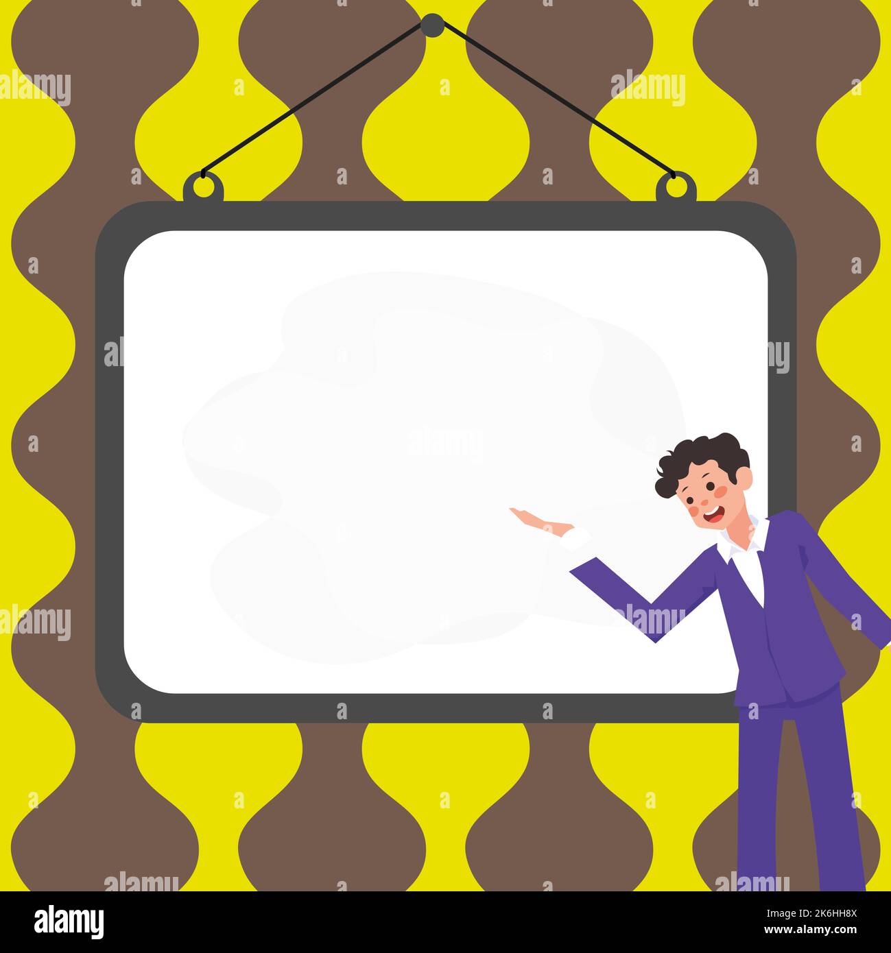 Instructor Drawing Pointing Stick On Empty Whiteboard While Holding Cup ...