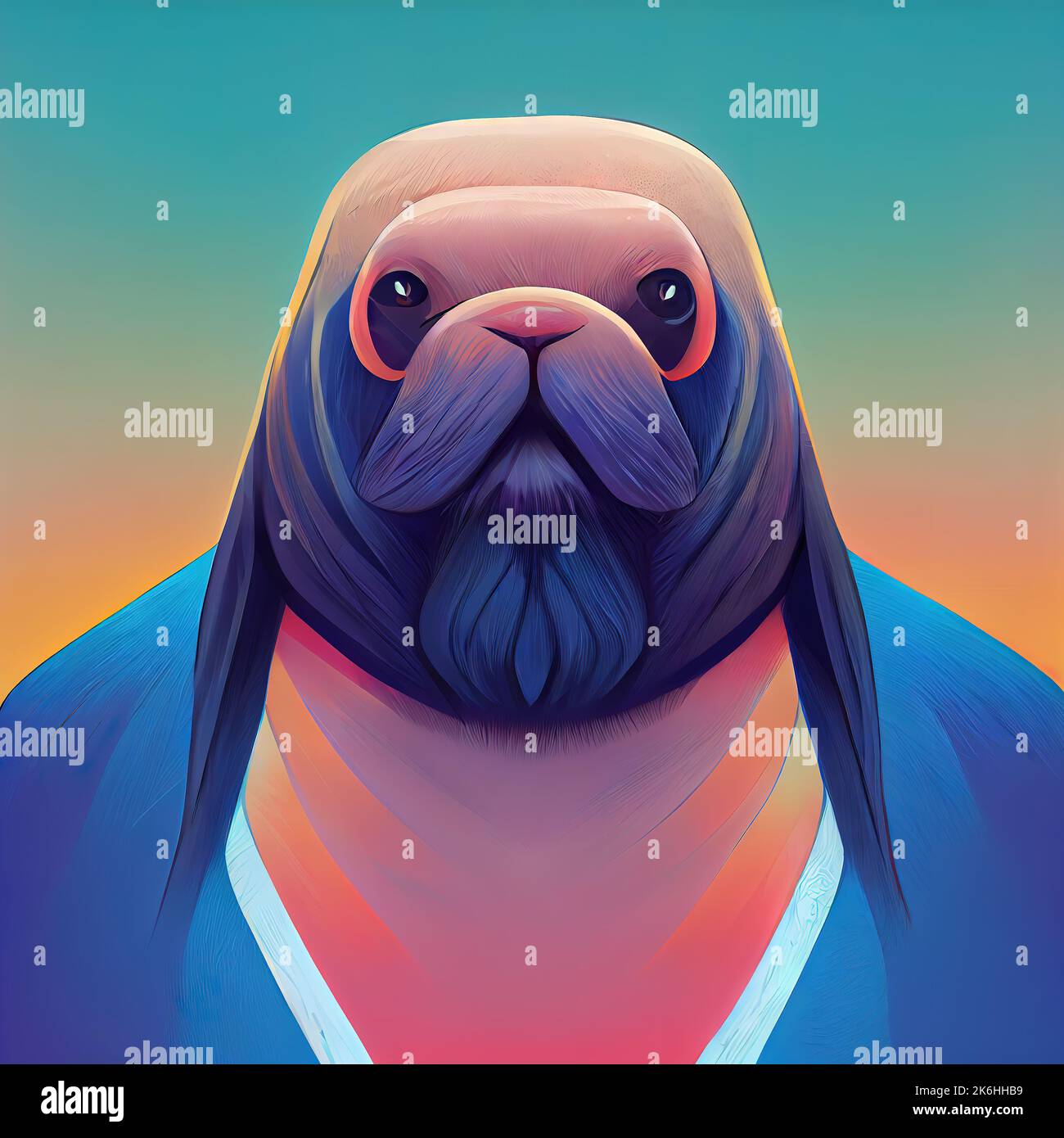 Cartoon portrait of a walrus. Digital illustration Stock Photo - Alamy