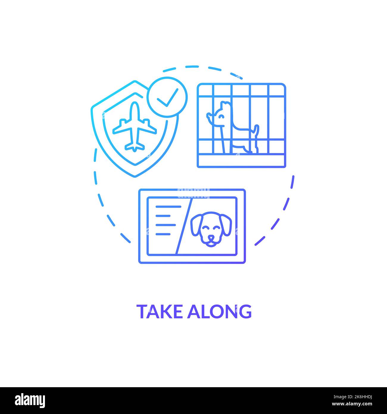 Take pets along for travel blue gradient concept icon Stock Vector ...