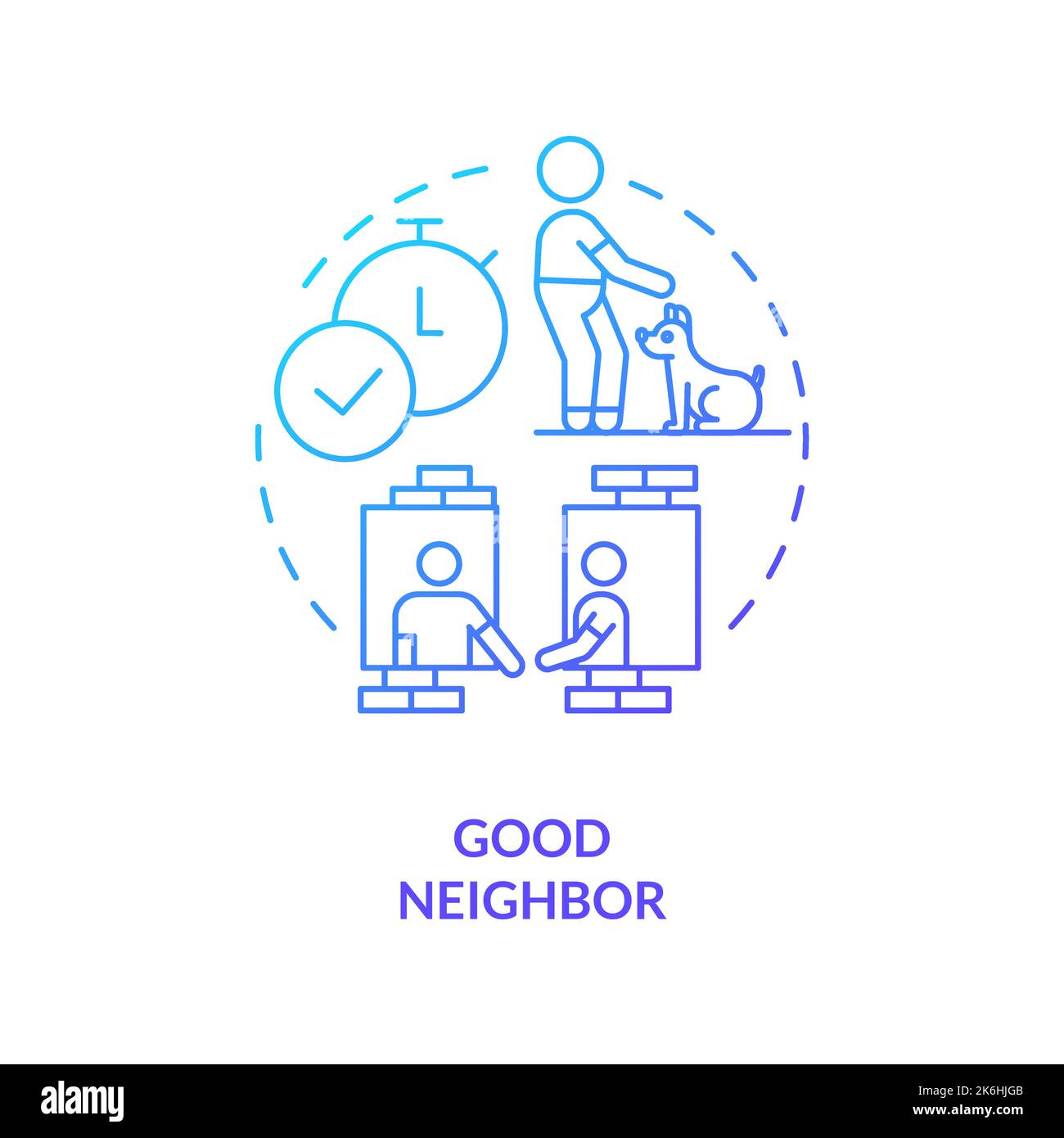 Asking neighbors to pet sit blue gradient concept icon Stock Vector ...