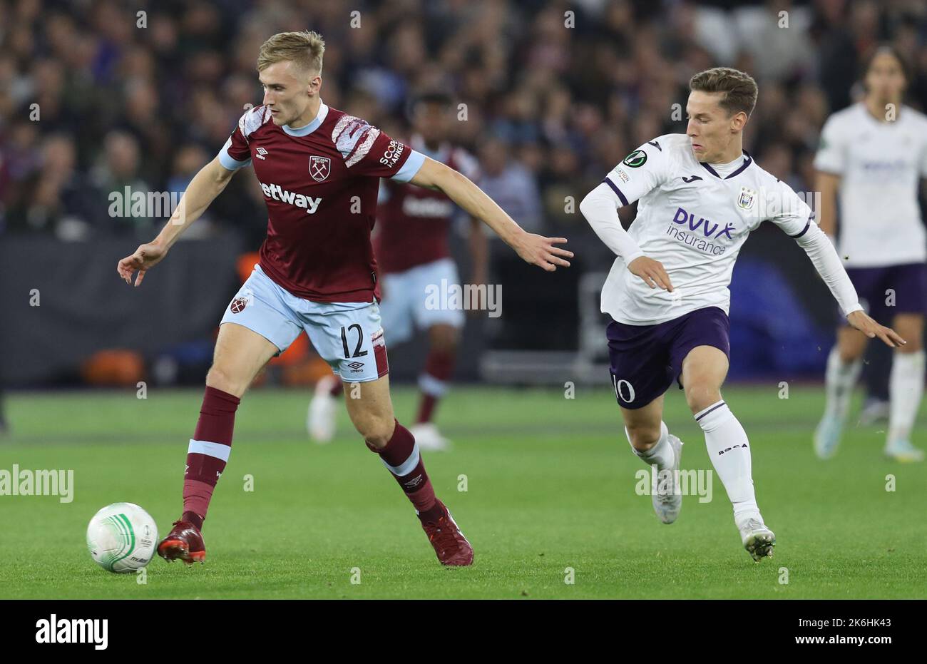 London, England, 13th October 2022. Flynn Downes of West Ham United and ...
