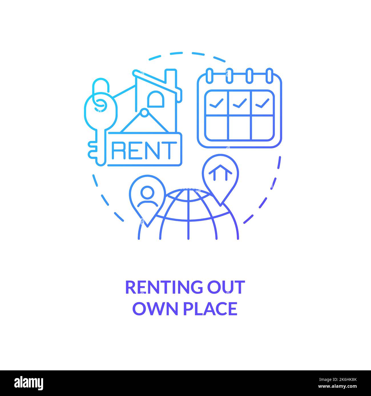 Renting out own place blue gradient concept icon Stock Vector Image ...