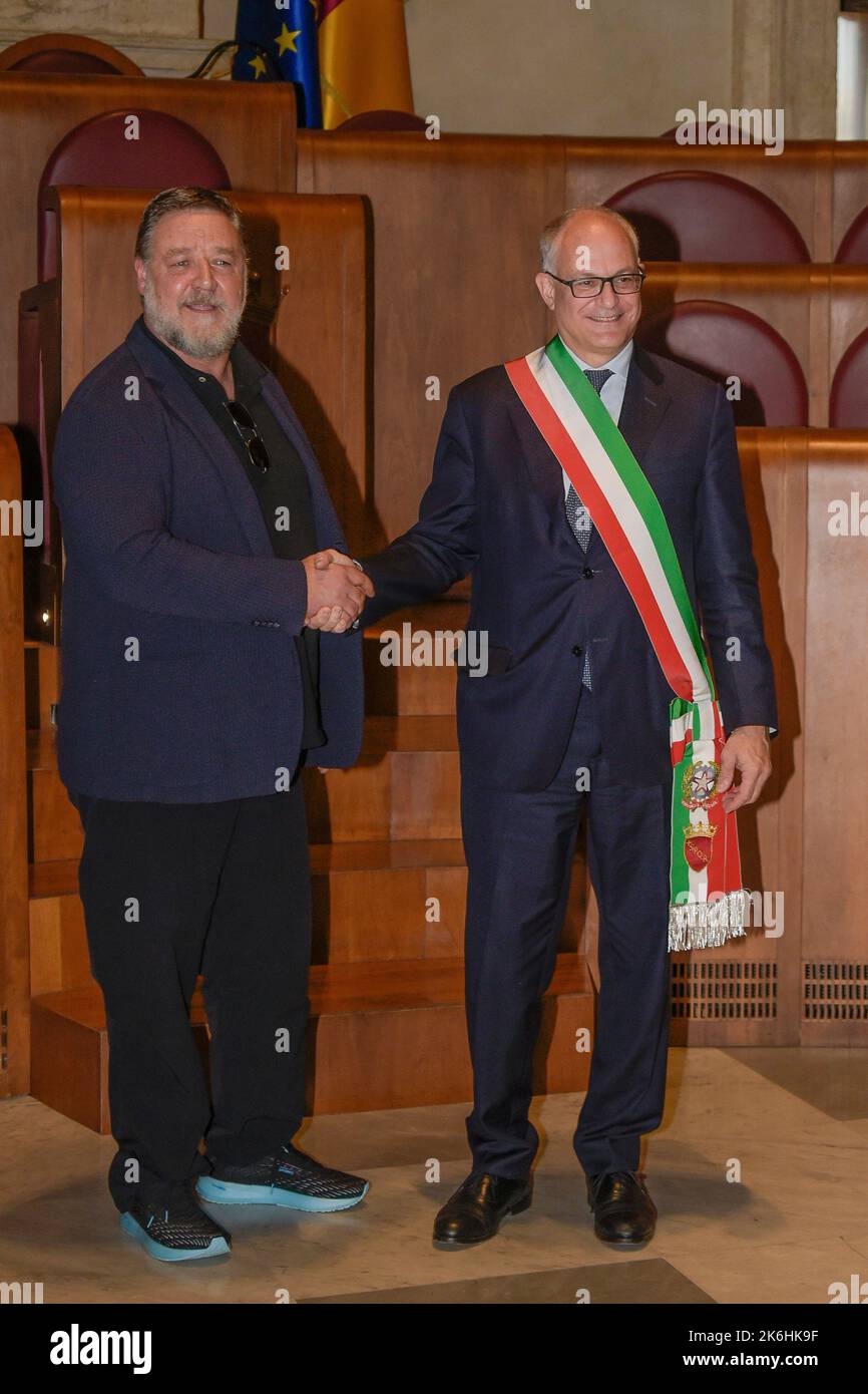 Italy, Rome, October 14th, 2022 : Russell Crowe, in Rome to promote his ...