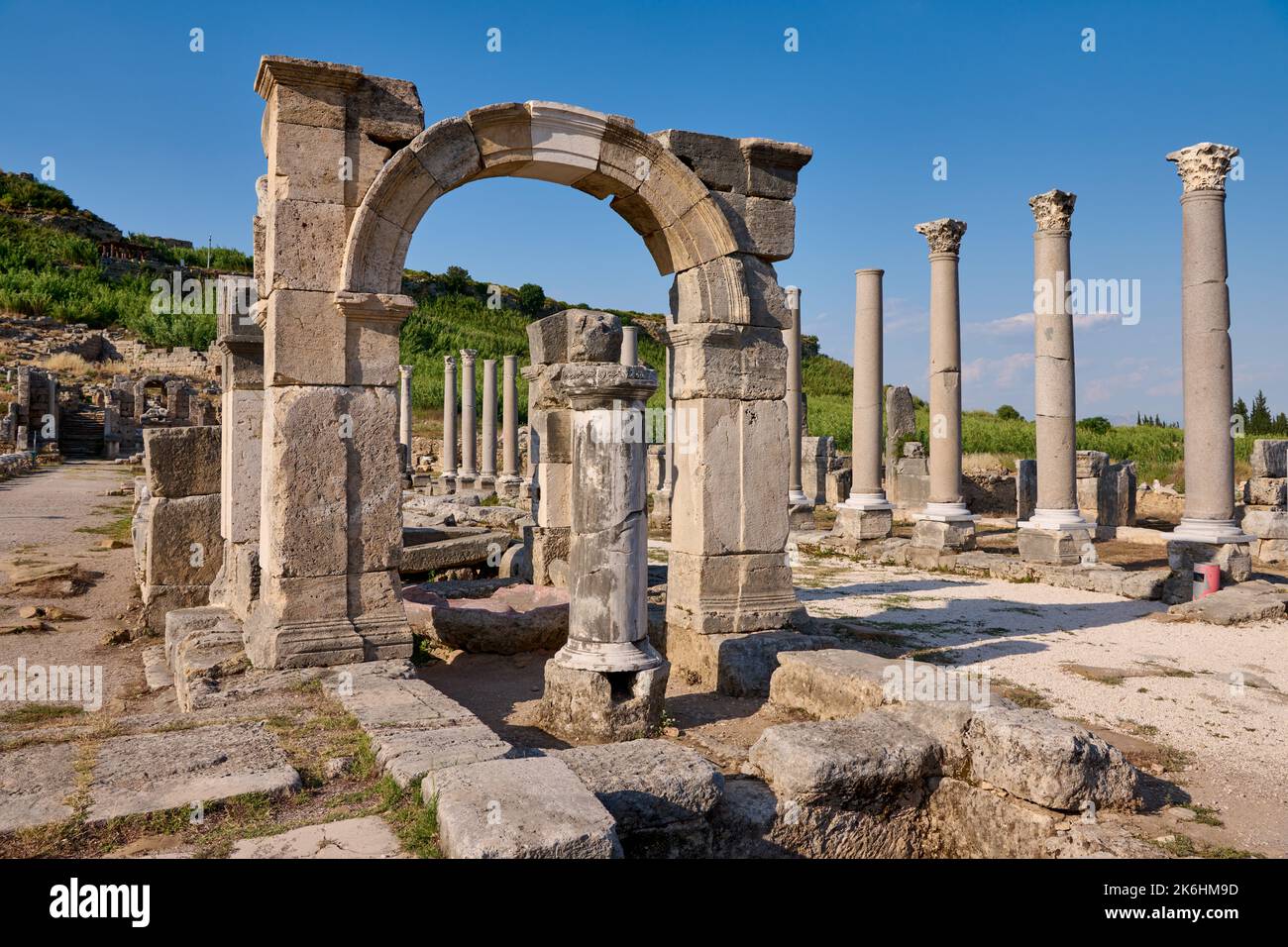 Arch of Apollonius and columns of collonnaded street ruins of the Roman ...