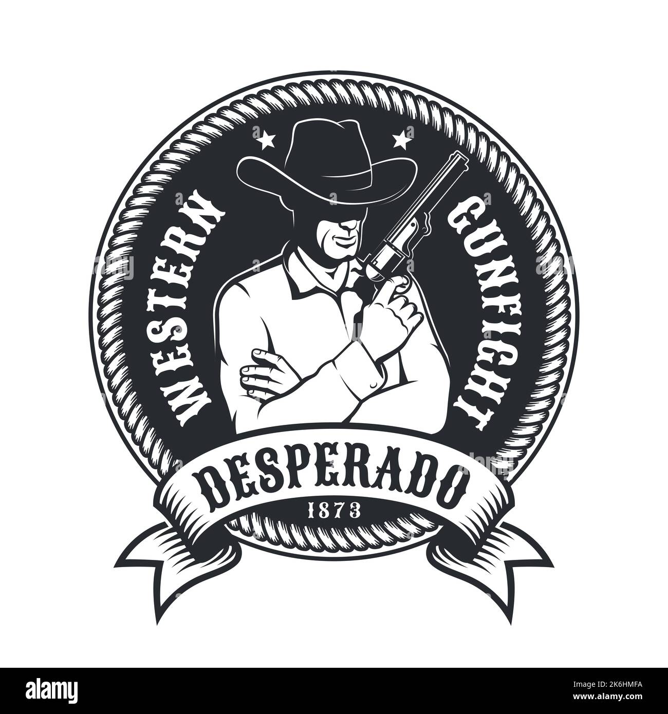 Western vintage emblem - Cowboy with pistol Stock Vector Image & Art ...