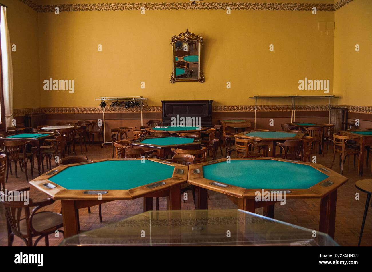 Interior of the casino of Huesca, tables with antique table mats Stock ...