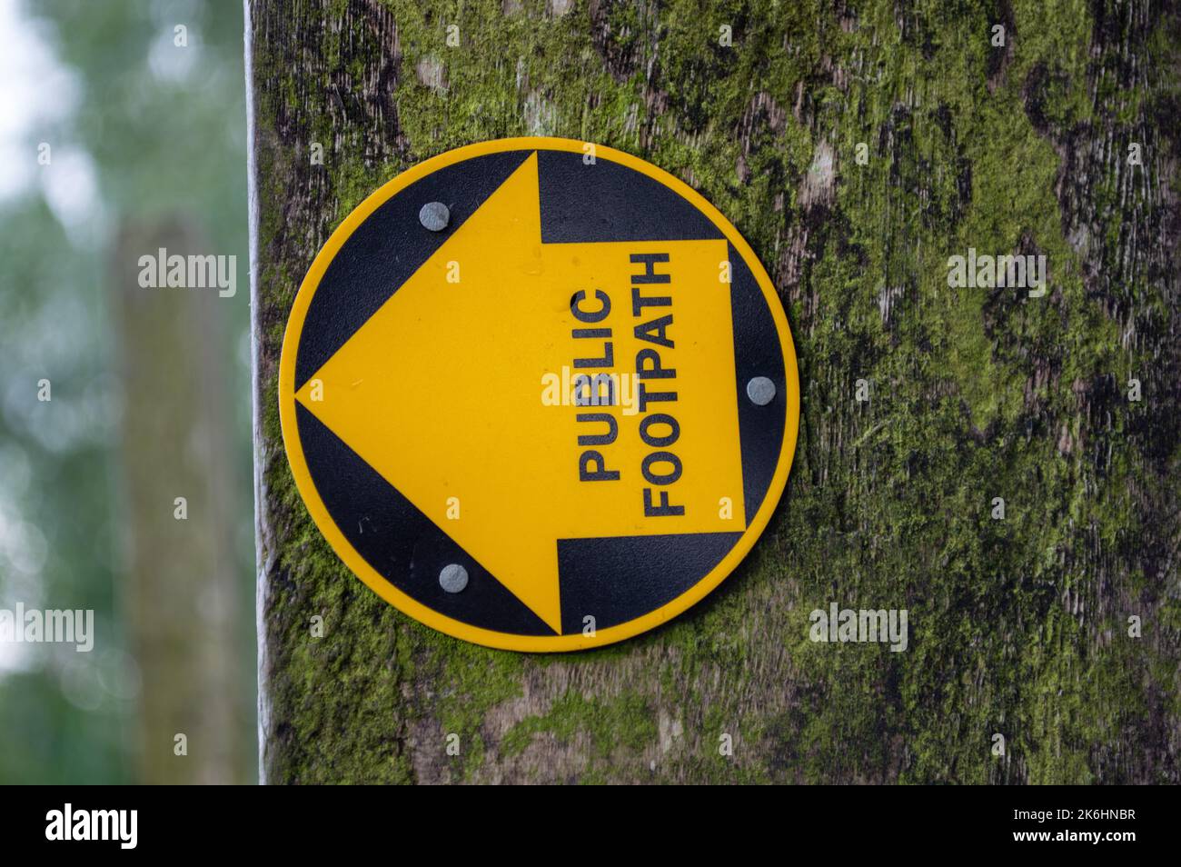 Yellow and Black Public Footpath Sign Stock Photo - Alamy