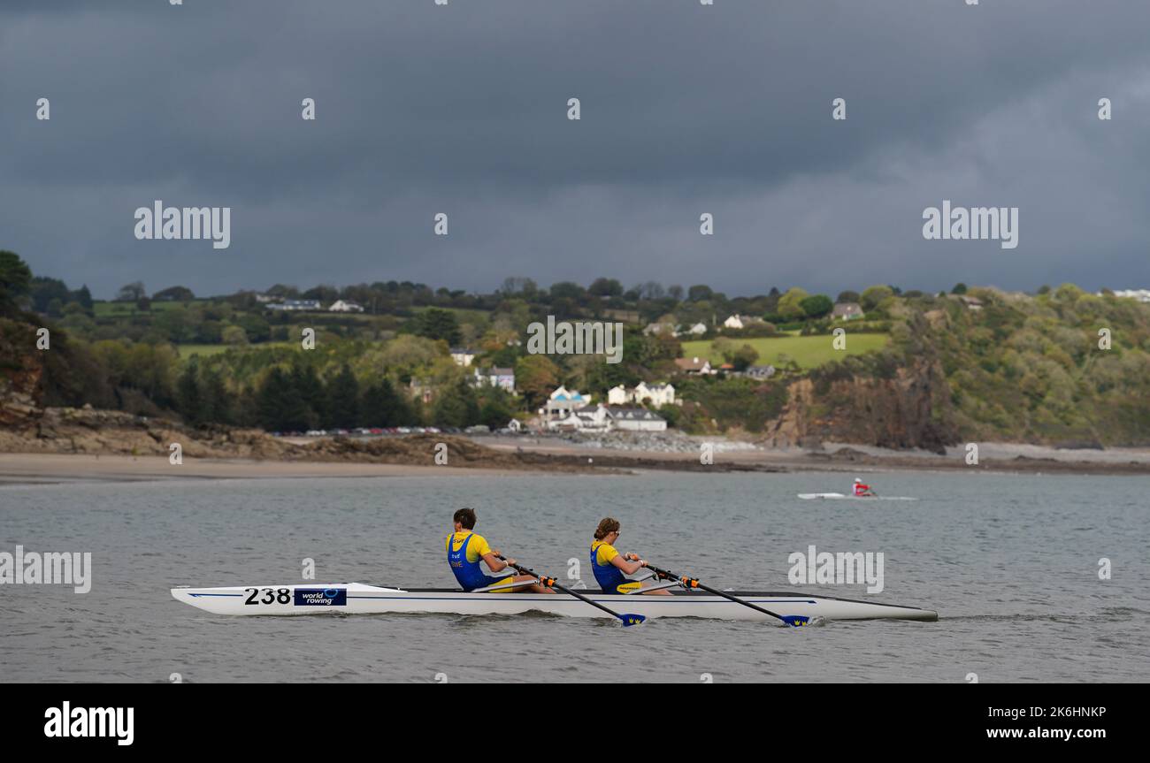 Sweden's mixed doubles skulls team in action during day one of the ...