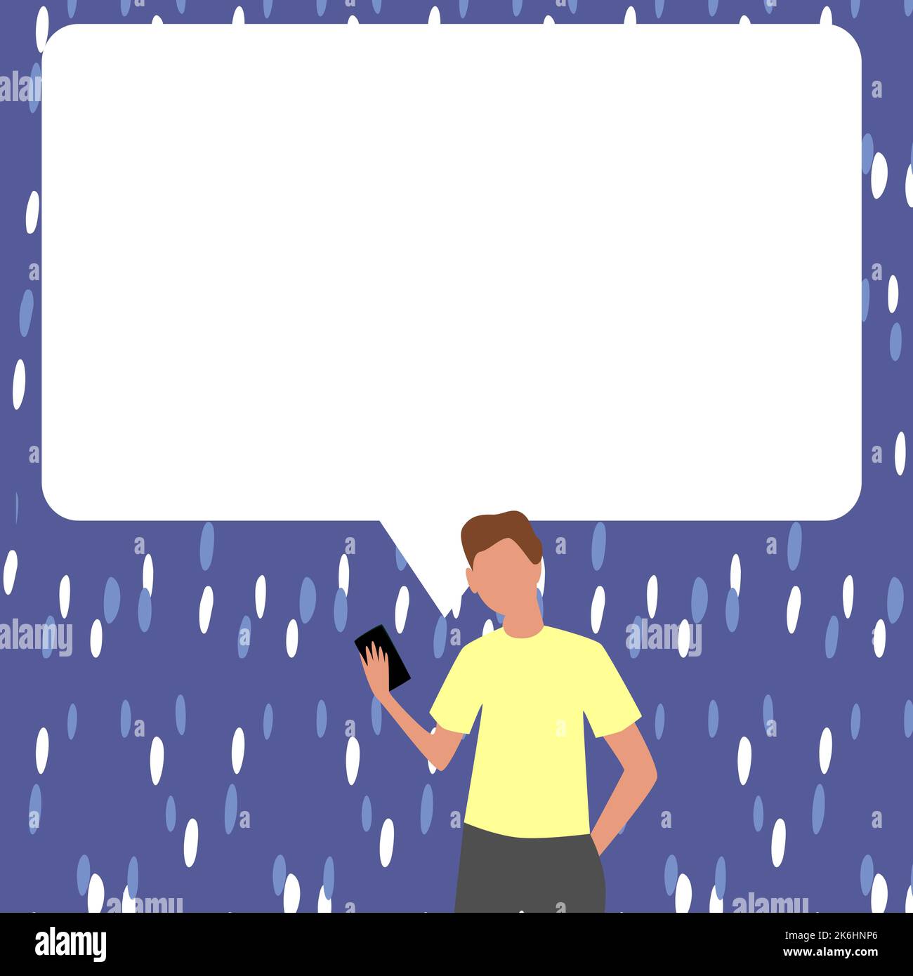 Presenter With Conversation Bubble Showing New Announcement. Colleague Speech Balloon Presenting ...