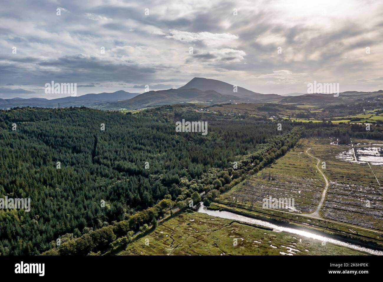 Aerial view of the Salt Marsh at Ards Forest Park in County Donegal ...