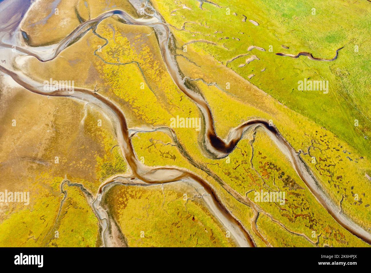 Aerial view of the Salt Marsh at Ards Forest Park in County Donegal ...
