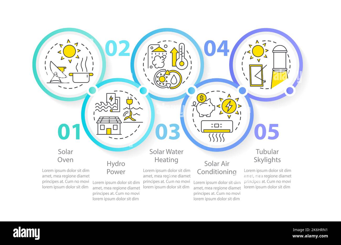 Power house with renewable energy options circle infographic template ...