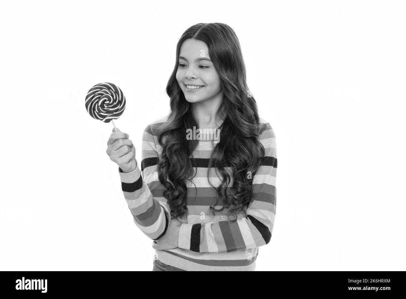 happy childhood. teen dental care. sweet tooth. yummy. happy girl hold ...