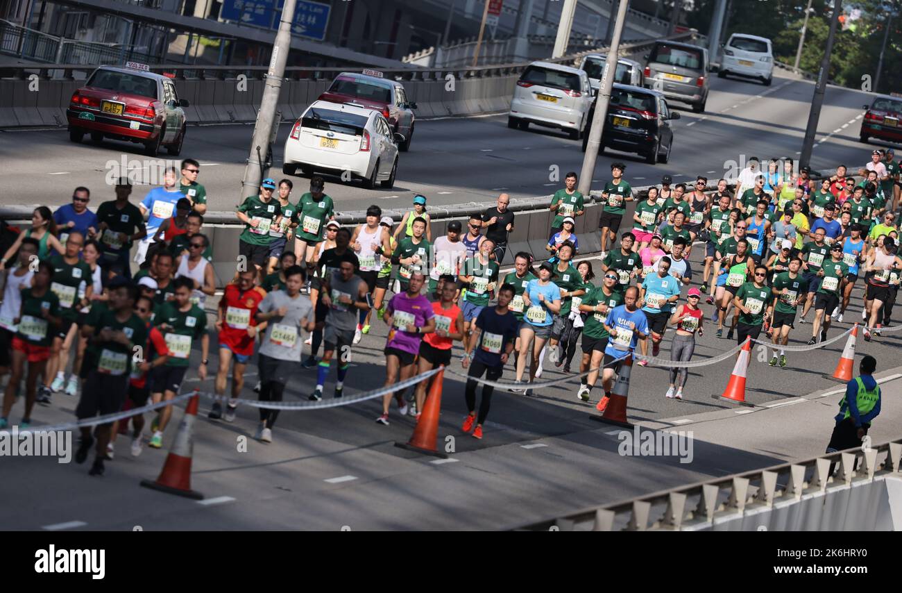 Participants photographed at the Connaught Road West flyover during the ...