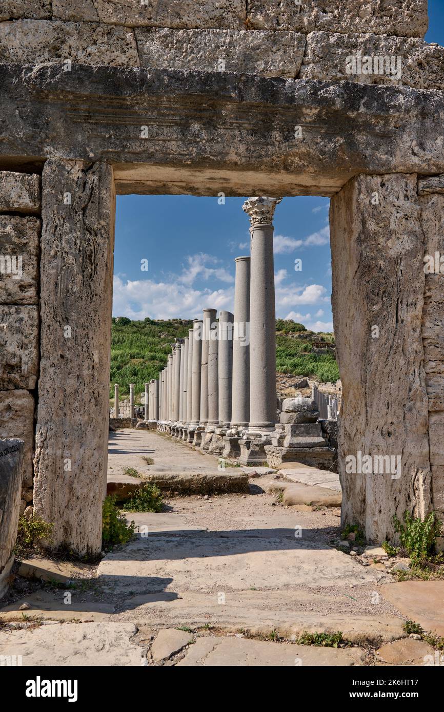 Collumned Main Street, columns of collonnaded street ruins of the Roman ...
