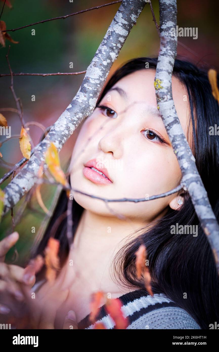 Fall Colors | Portrait of a Slender Asian Teen Female Standing Under a ...