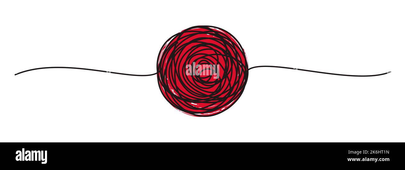 Tangled banner with scribbled circle hand drawn with thin line Stock ...