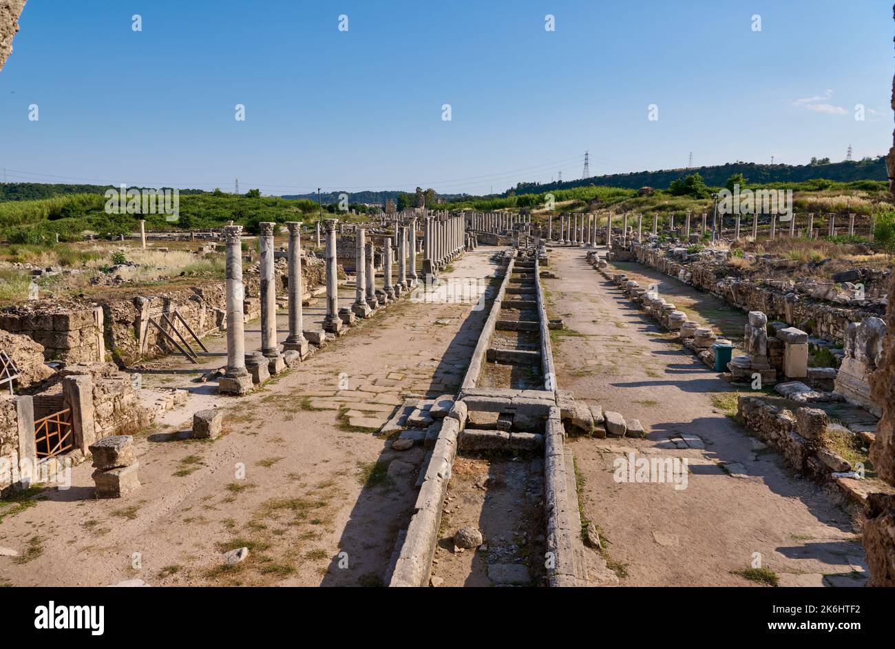 Collumned Main Street, columns of collonnaded street ruins of the Roman ...