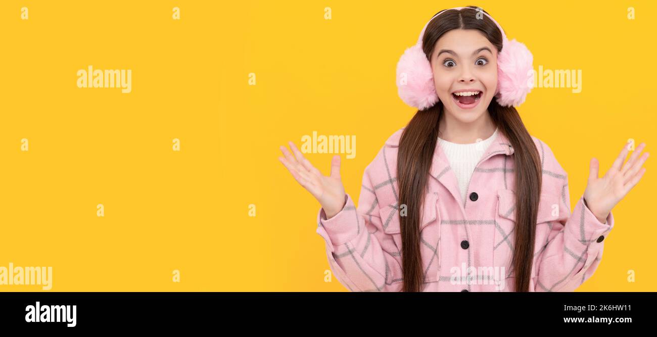 Surprise. Surprised child screaming yellow background. Surprise scream ...