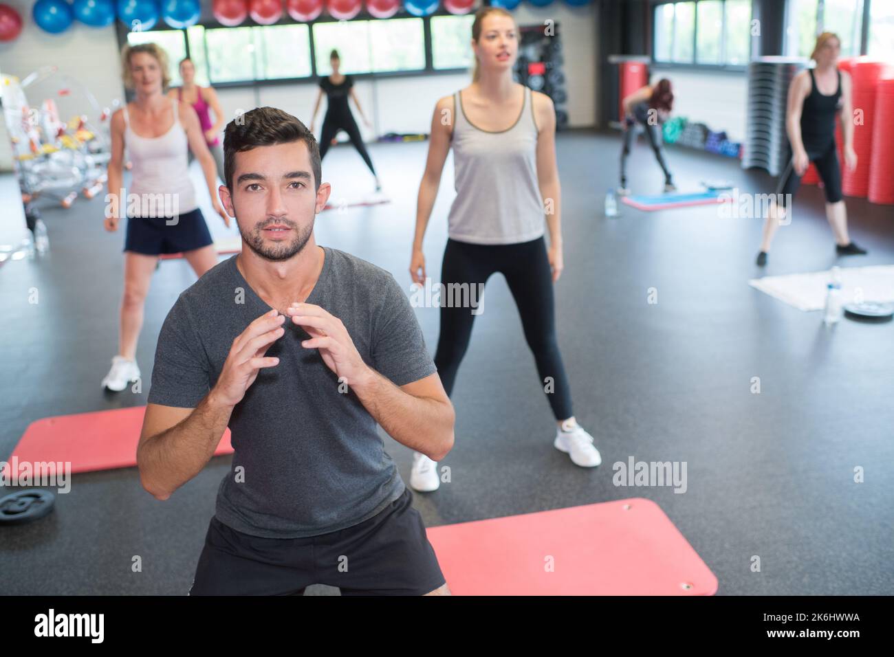 portrait of male aerobics trainer Stock Photo - Alamy