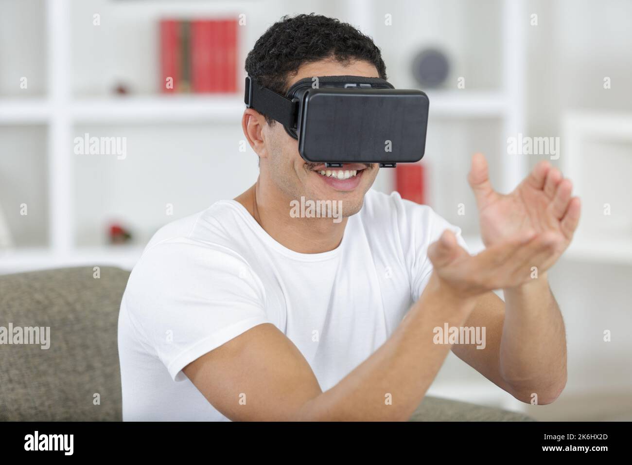 male using vitual reality mask Stock Photo - Alamy