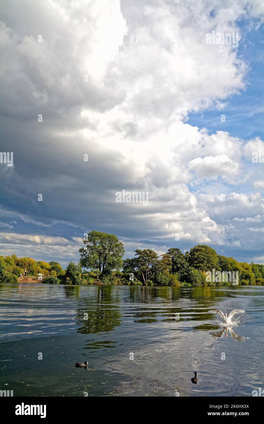 Dramatic cloud formation over the River Thames at Shepperton on an ...
