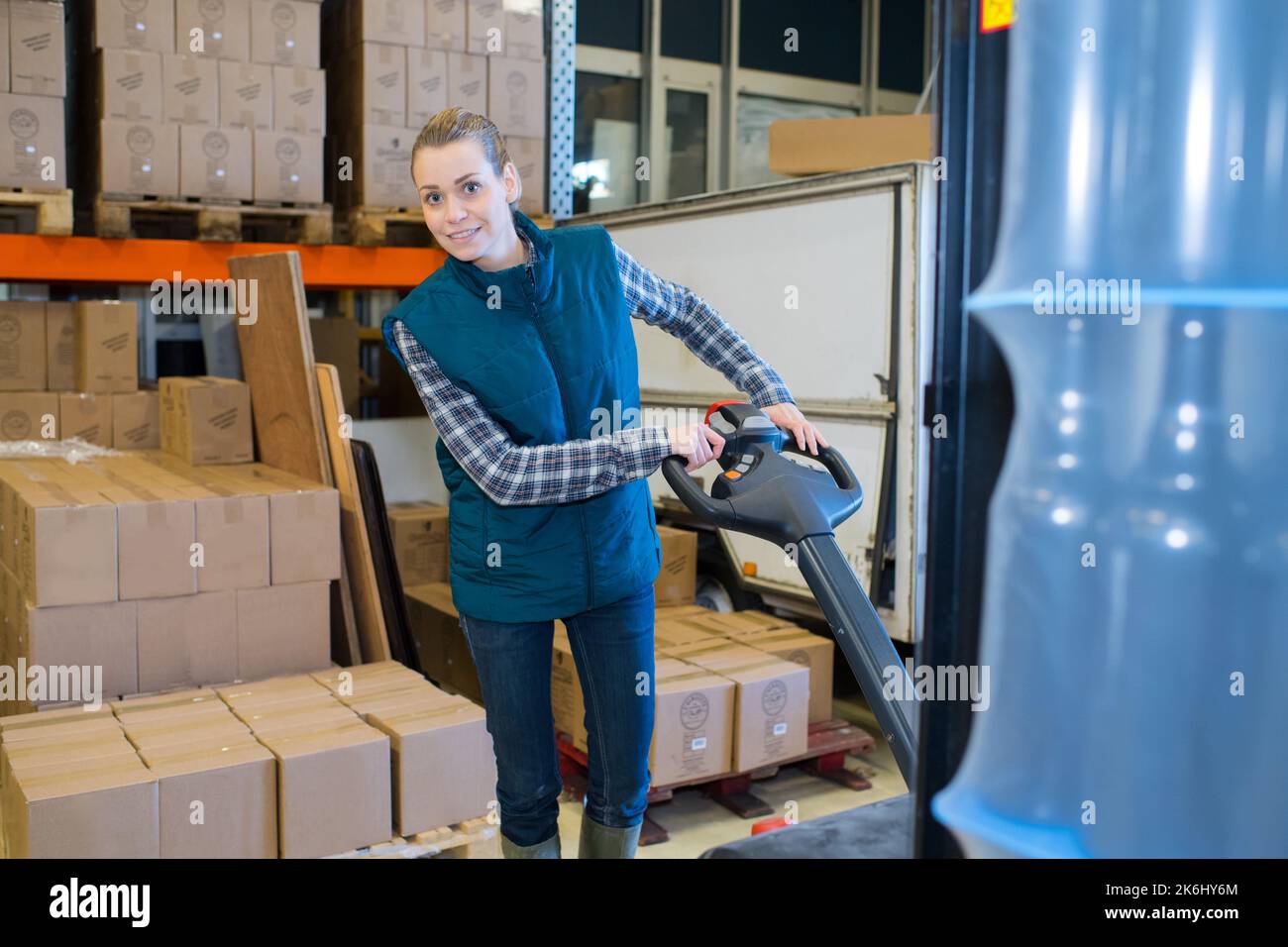Warehouse pushing trolley hi-res stock photography and images - Alamy