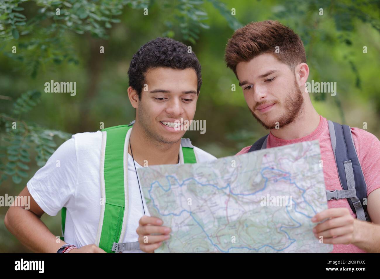 Hikers reading a trail map hi-res stock photography and images - Alamy
