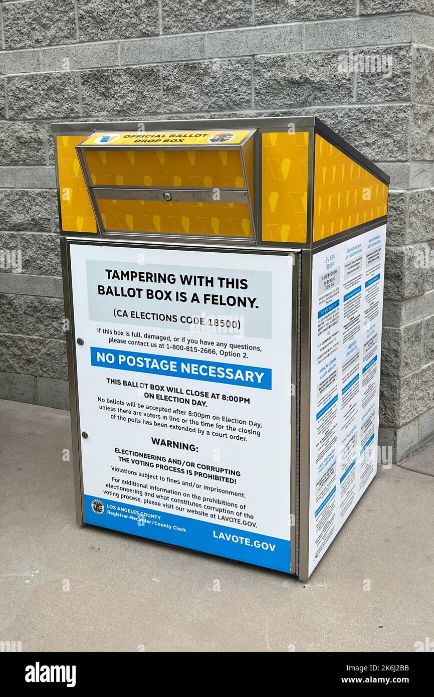 An official ballot drop box at the East Los Angeles Library, Wednesday ...