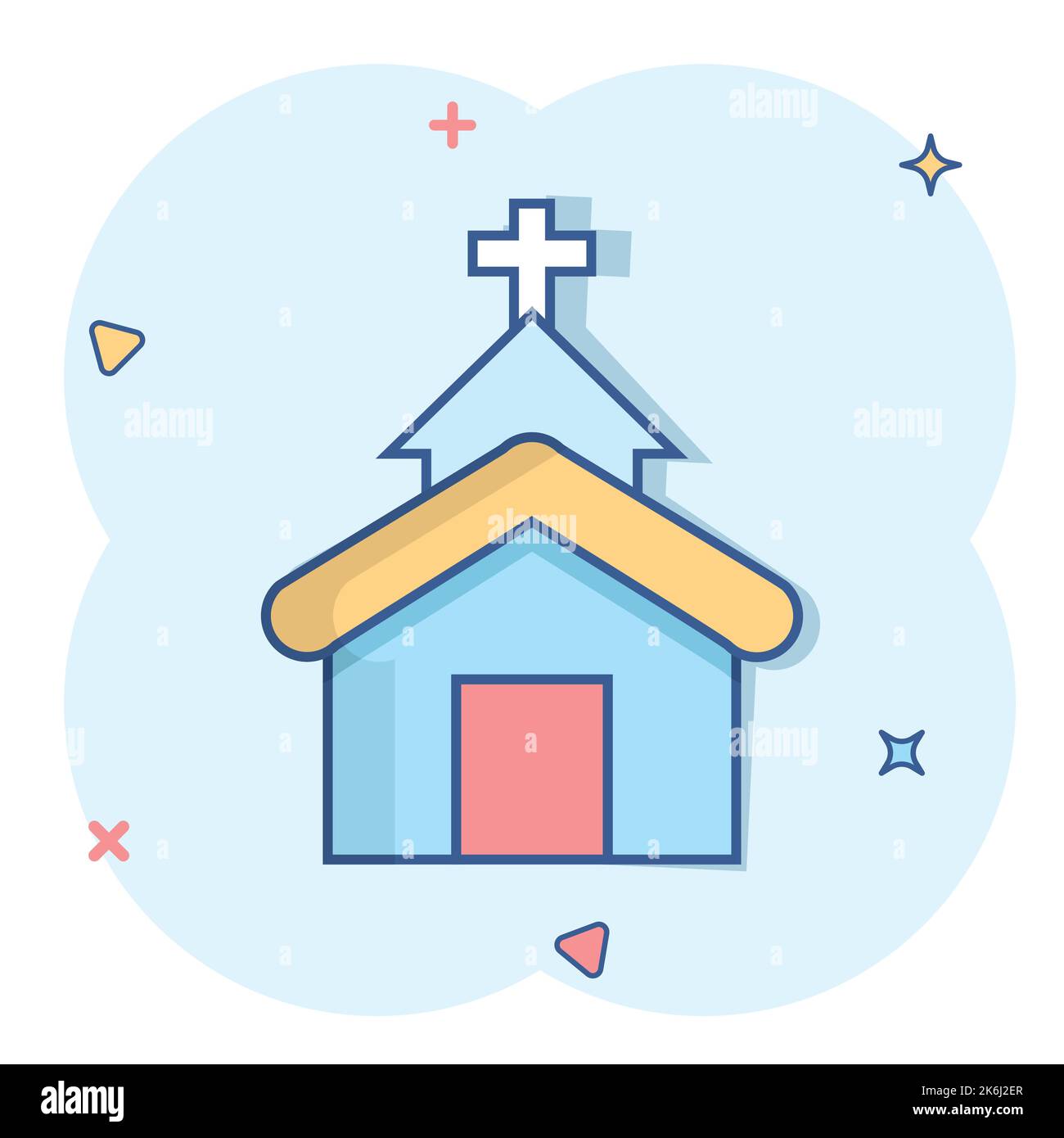 Church icon in comic style. Chapel vector cartoon illustration on white ...