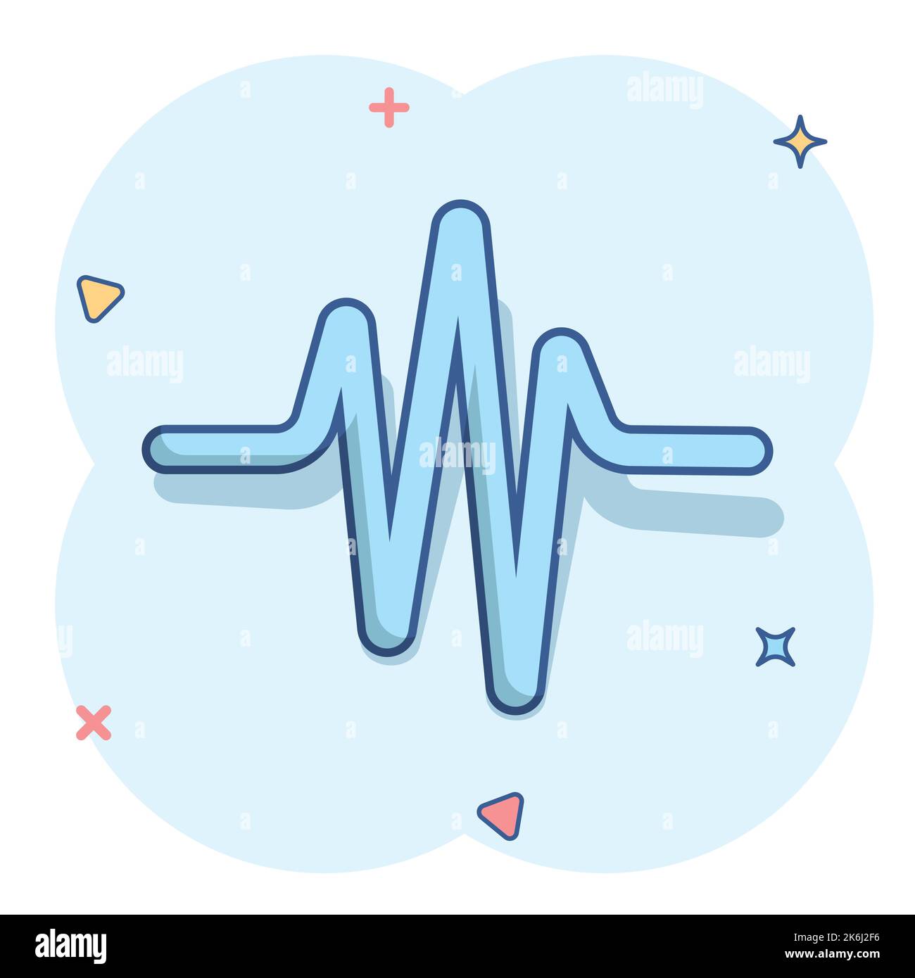 Sound wave icon in comic style. Heart beat vector cartoon illustration ...
