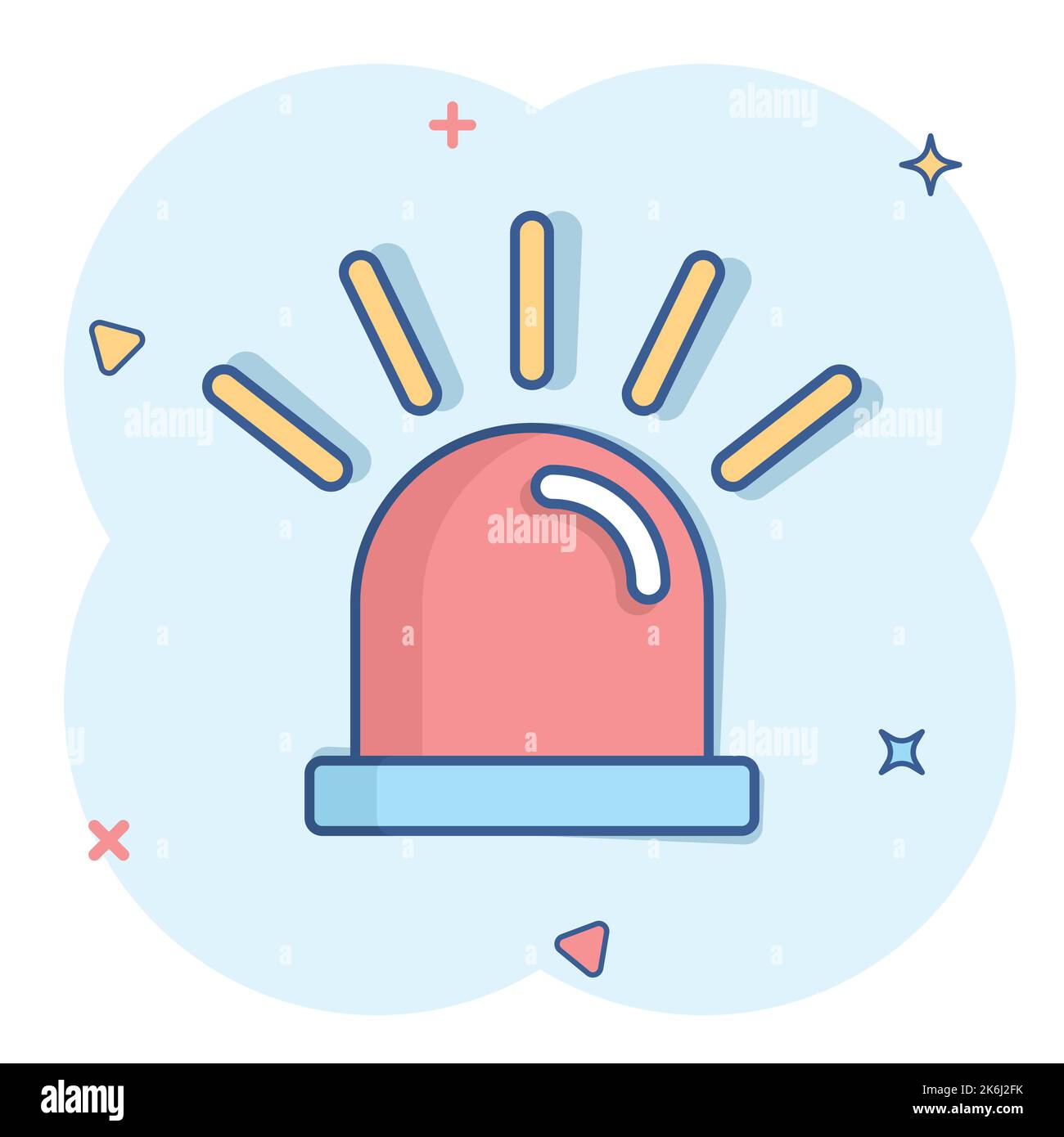 Emergency siren icon in comic style. Police alarm vector cartoon ...