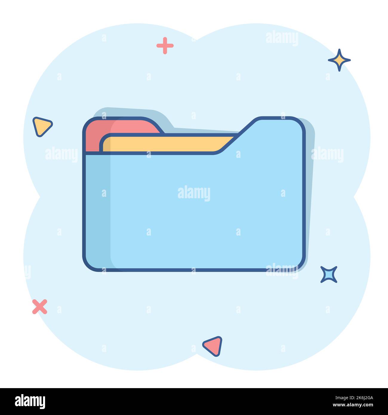 File folder icon in comic style. Documents archive vector cartoon ...