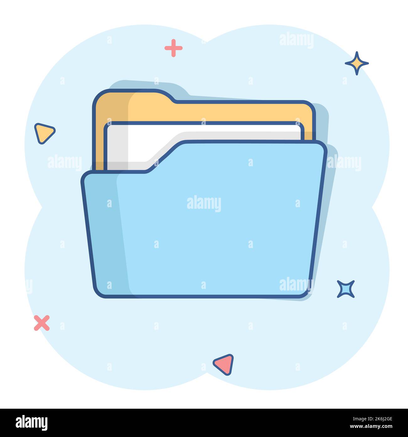 File folder icon in comic style. Documents archive vector cartoon ...
