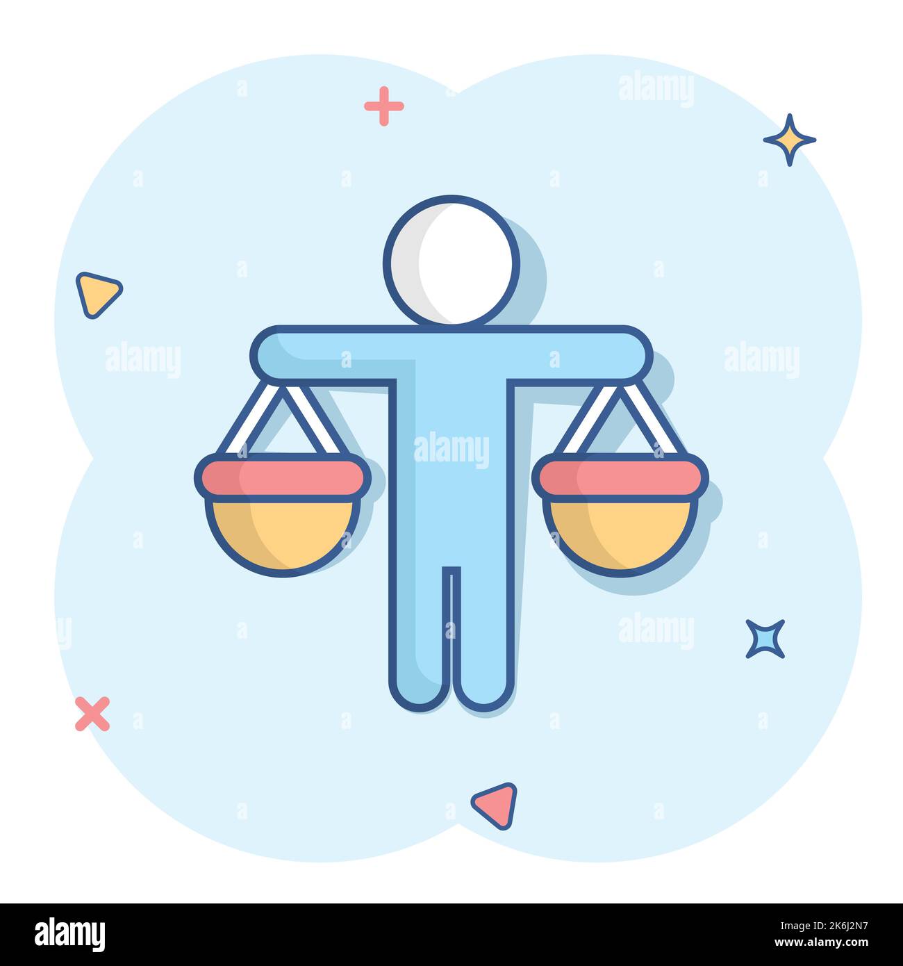 Ethic Balance Icon In Comic Style Honesty Cartoon Vector Illustration