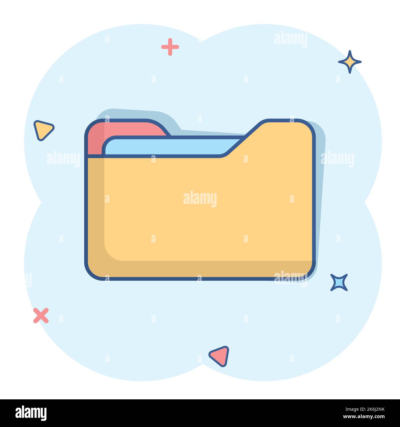 File folder icon in comic style. Documents archive vector cartoon ...