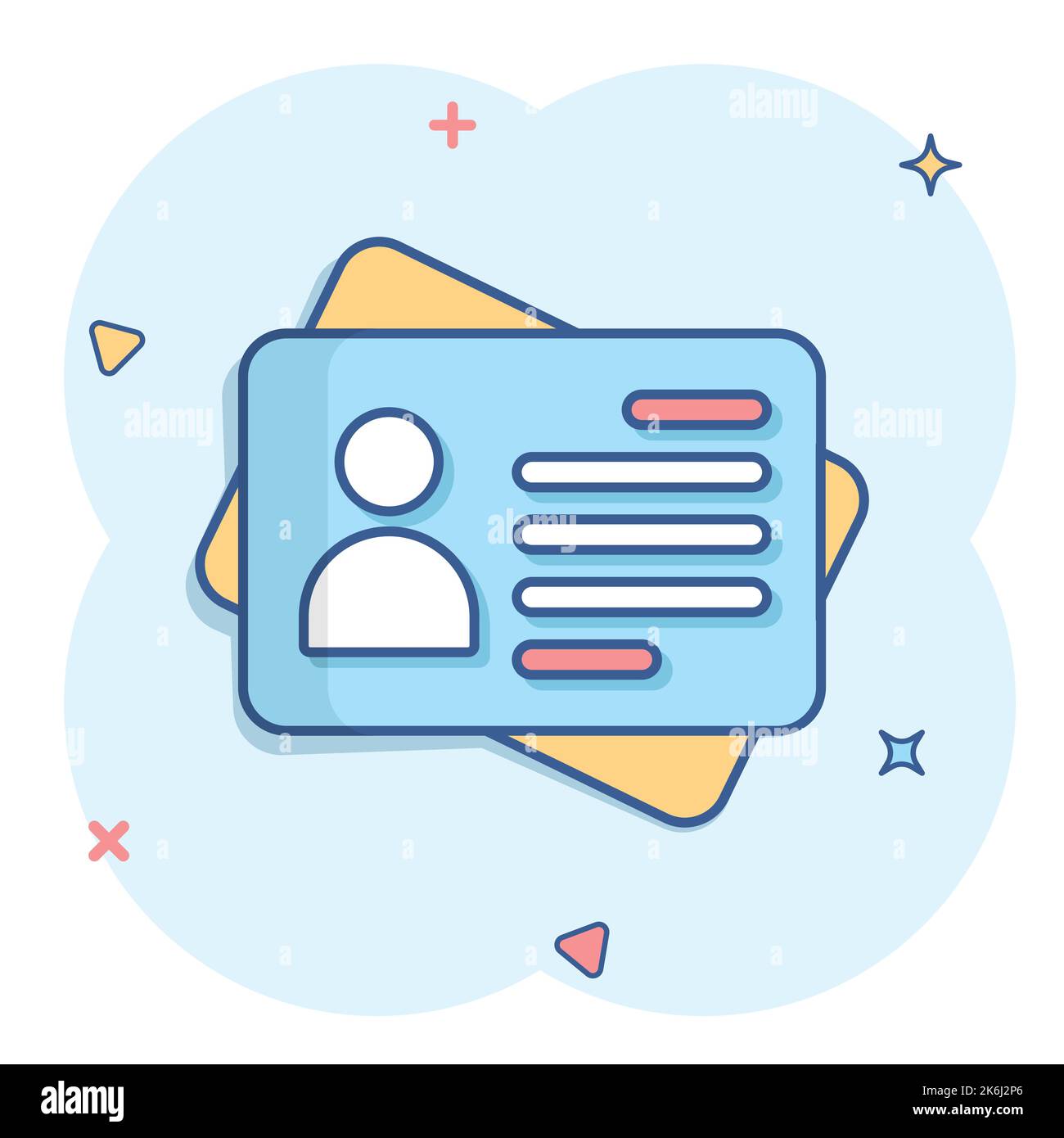 Id card icon in comic style. Identity tag vector cartoon illustration ...