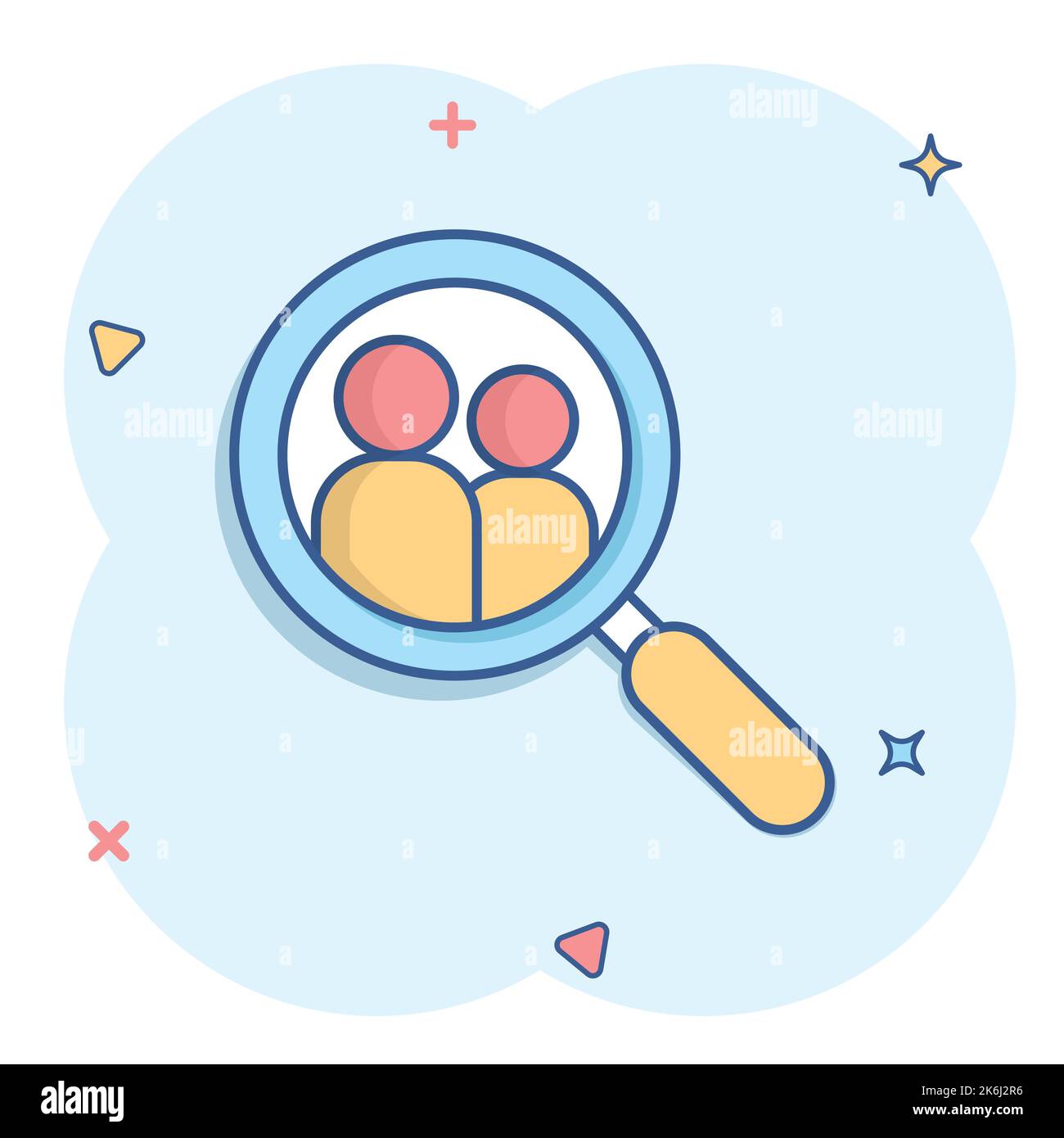 Search job vacancy icon in comic style. Loupe career vector cartoon ...