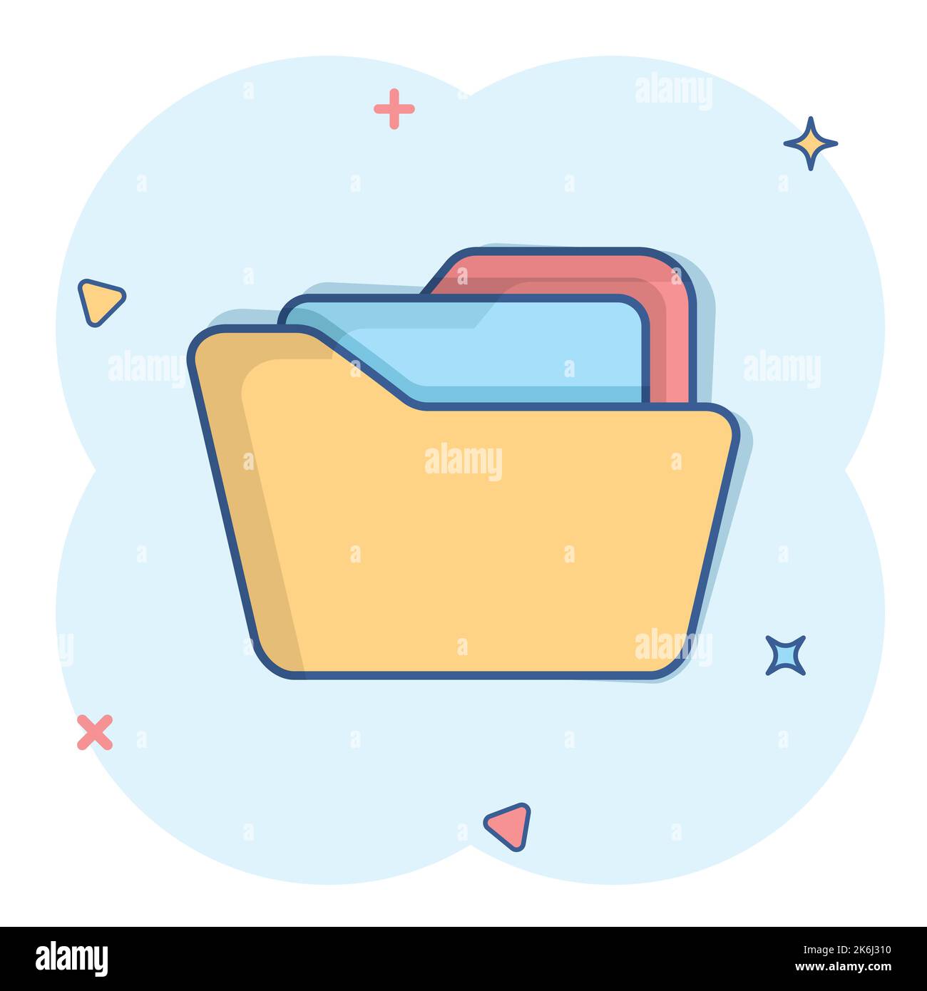 File folder icon in comic style. Documents archive vector cartoon ...