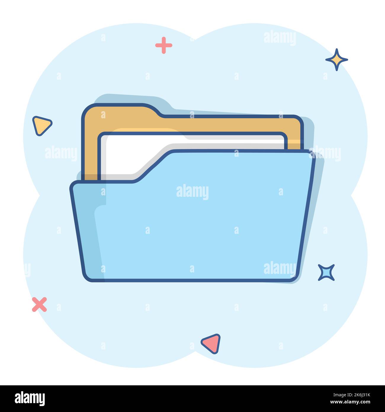 File folder icon in comic style. Documents archive vector cartoon ...
