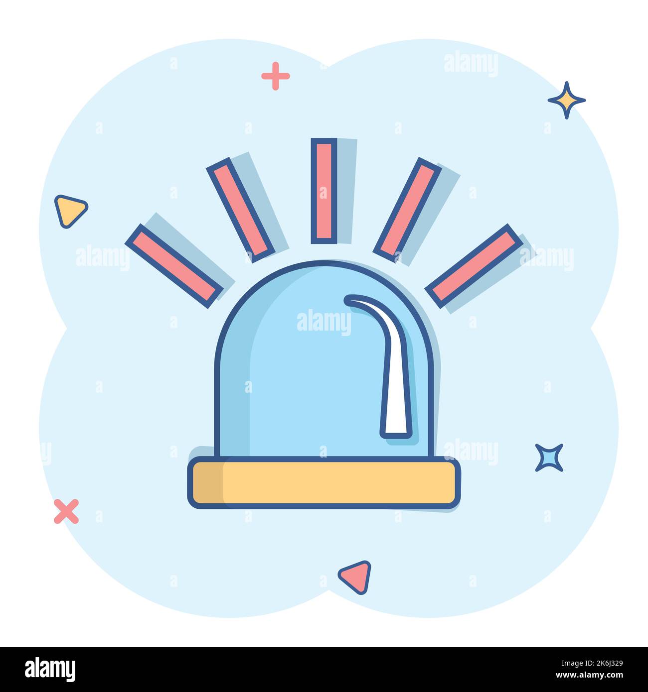 Emergency siren icon in comic style. Police alarm vector cartoon ...