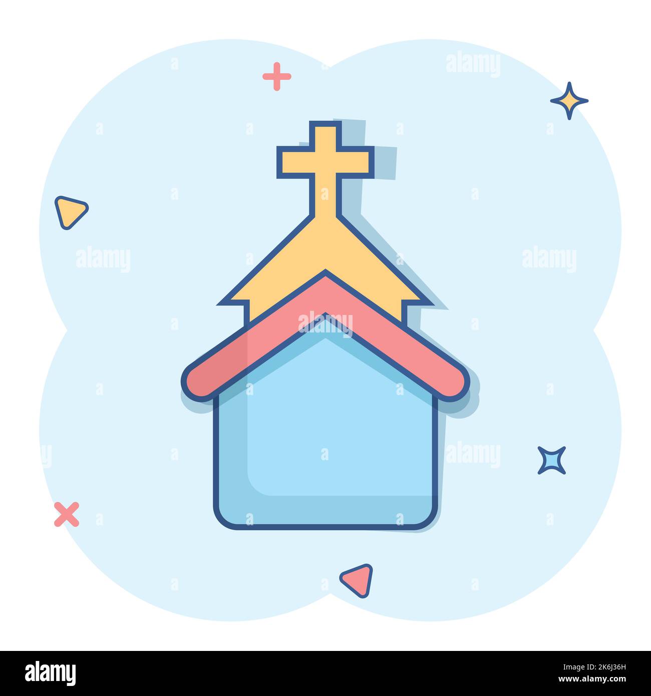 Church icon in comic style. Chapel vector cartoon illustration on white ...