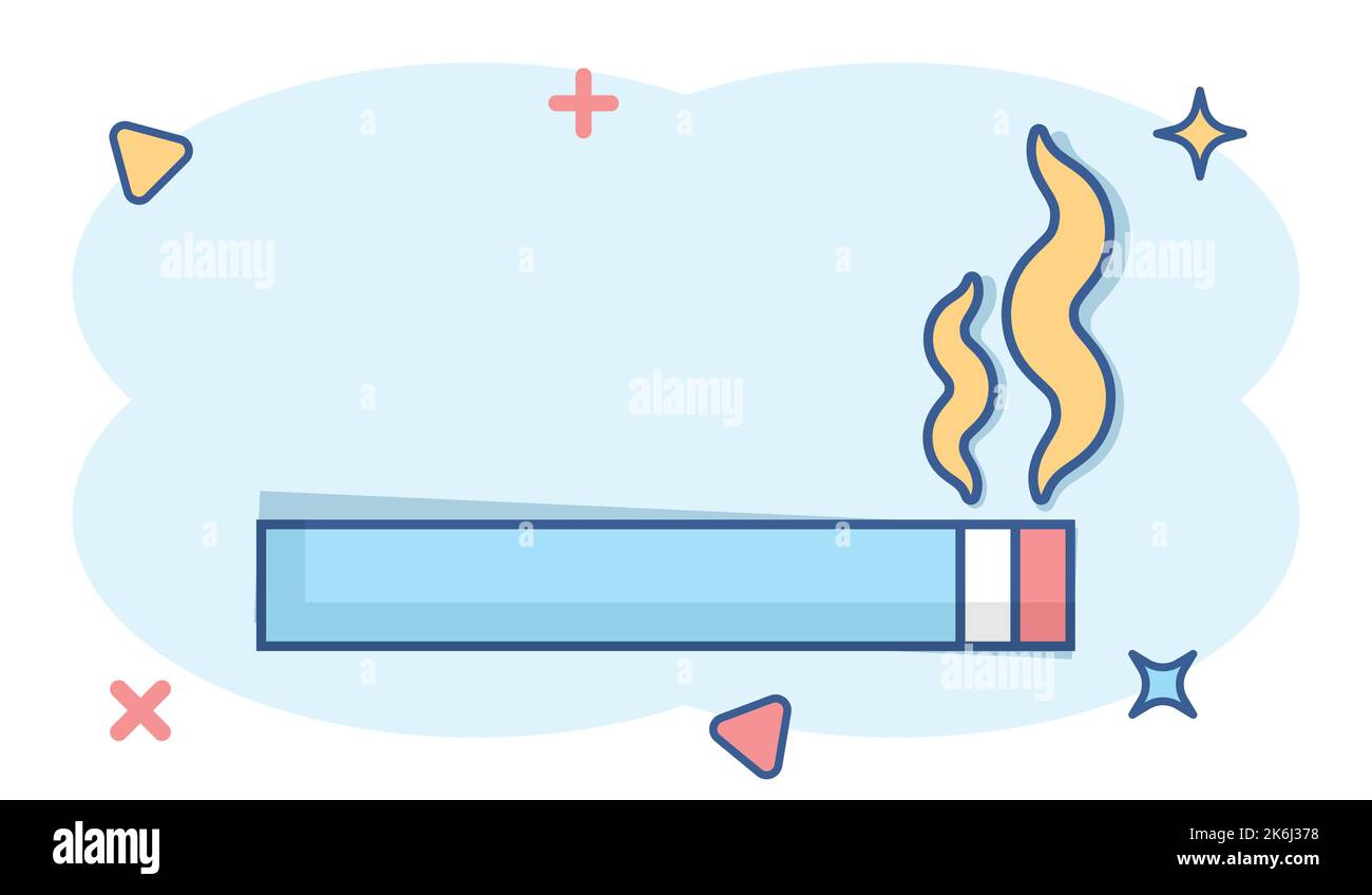 Cigarette icon in comic style. Smoke cartoon vector illustration on ...