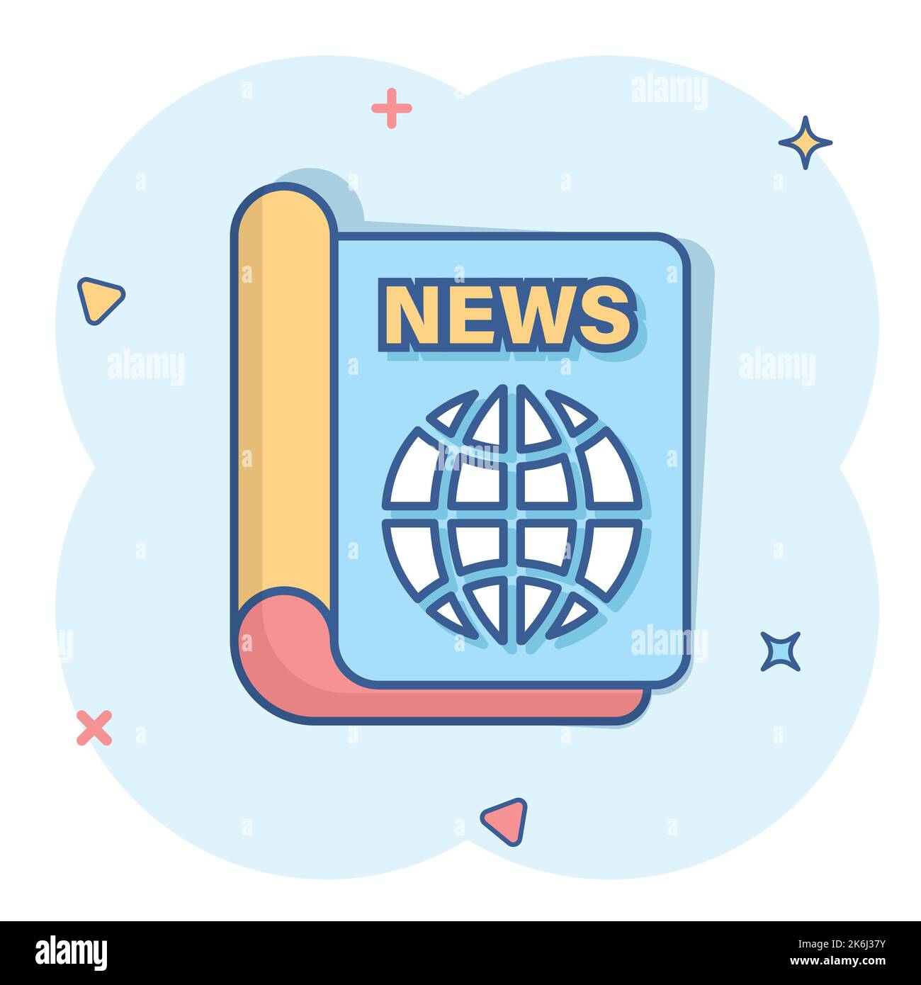 Newspaper icon in comic style. News vector cartoon illustration on ...